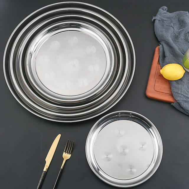 Thick stainless steel disk round large disc shallow tray flat plate ...