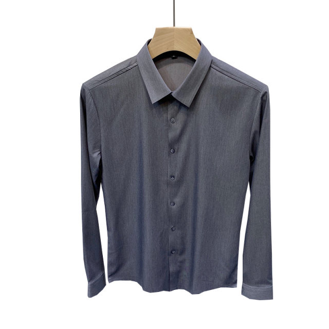 Men's spring new versatile shirt long -sleeved slim -fitting trendy ...