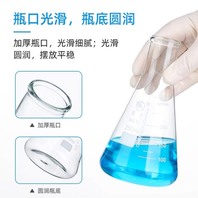 Shuniu glass conical flask 250mL ml wide mouth flask triangle flask ...