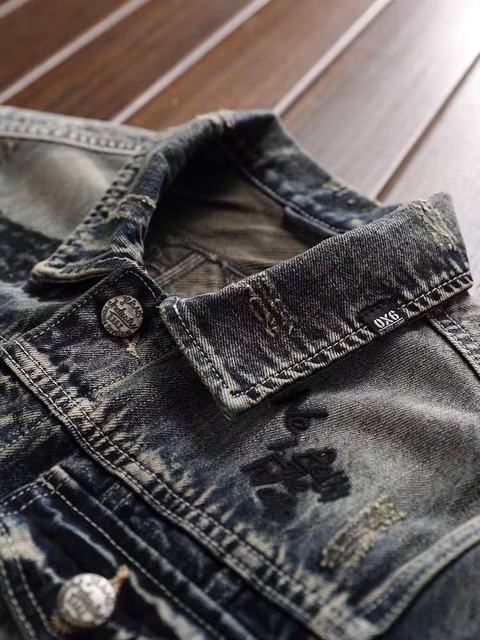 High -end embroidered denim jacket Men's spring and autumn new tide ...