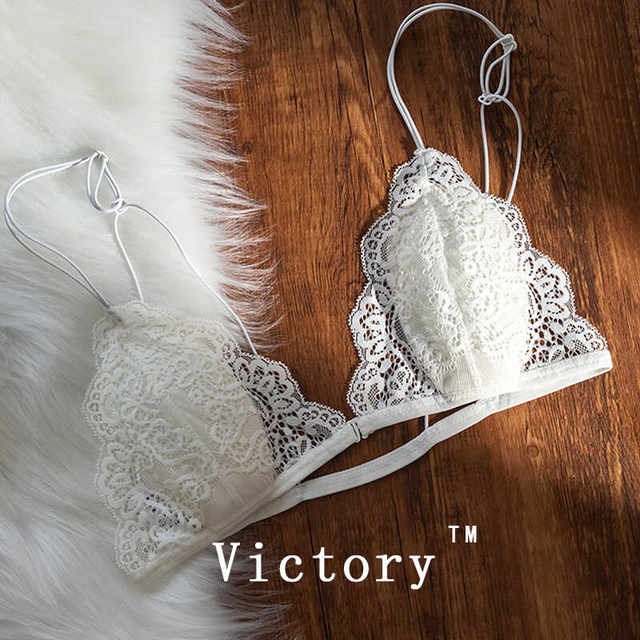 Victoria French lace triangular cup ultra-thin bra for women without ...
