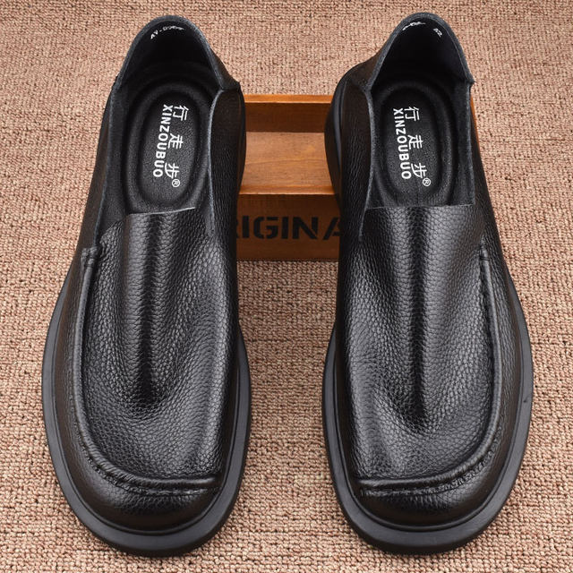 Single layer cowhide shoes for men in summer, breathable foreign trade ...