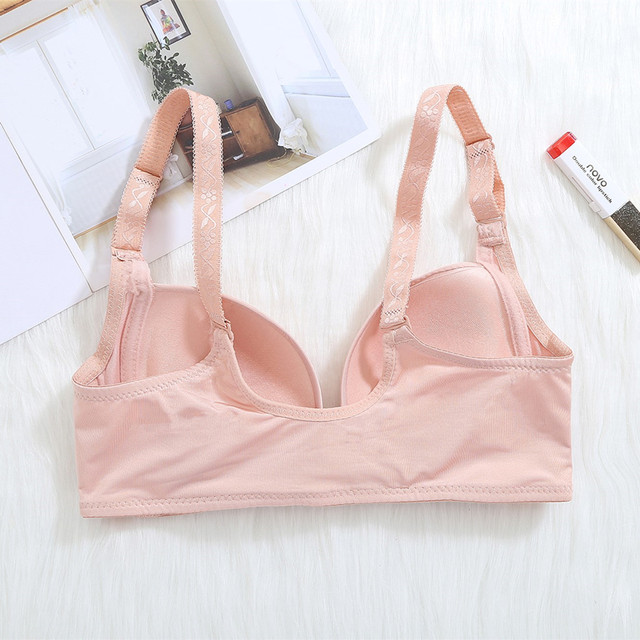Women's push-up thin seamless bra with no wire front buckle and ...