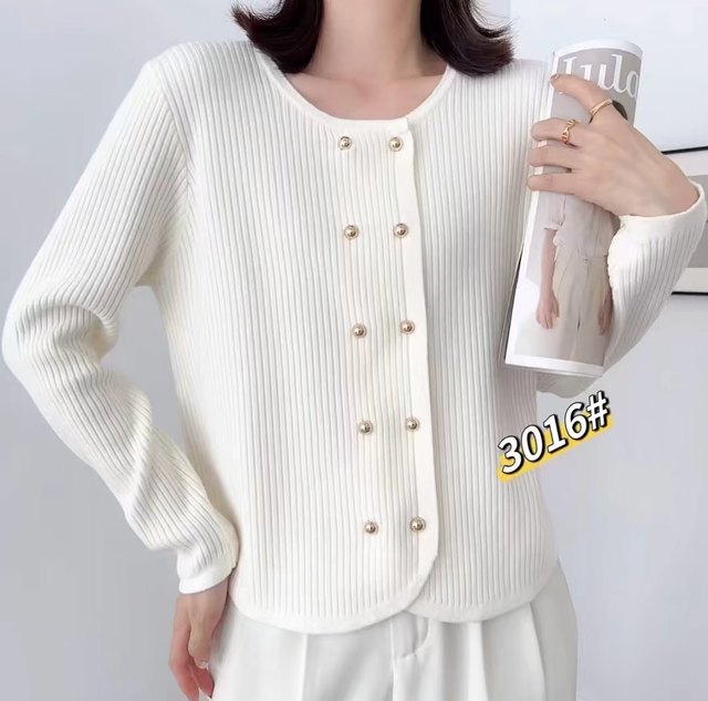 3016 Xiangfeng winter new round neck solid color knitted cardigan ...