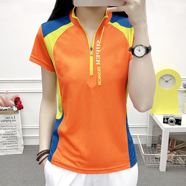 Outdoor quick-drying T-shirt women's sports running fitness loose stand ...