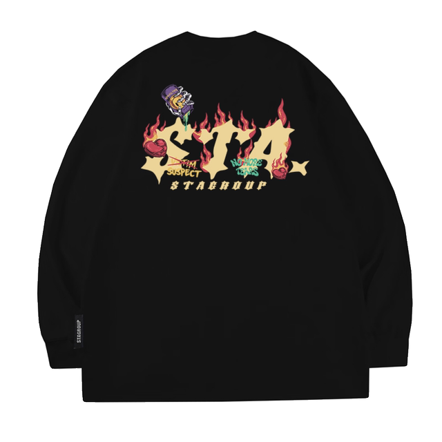 STA national trend logo flame skull print loose men's and women's tops ...