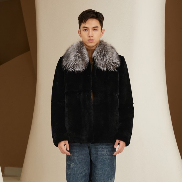 Rex rabbit fur grass outer jacket winter men's trend real hair fox hair ...