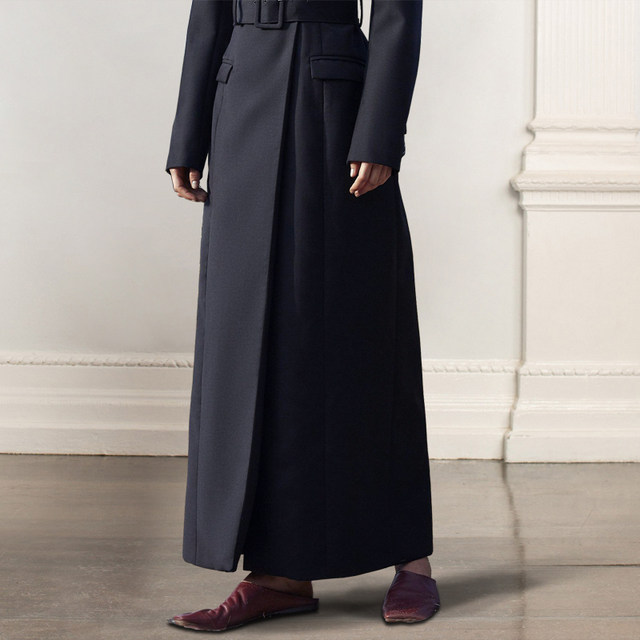 Extra long windbreaker black coat women's long knee-to-ankle suit long ...