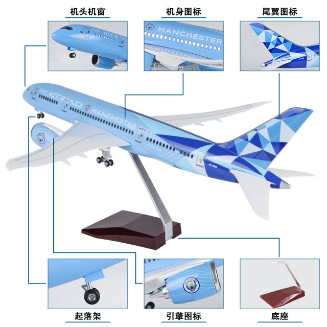 Large wheeled light aircraft model Etihad Aircraft Boeing B787 ...