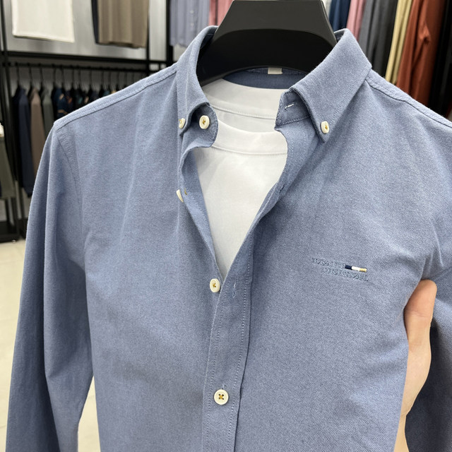 100% pure cotton ~ foreign trade shirt men's long-sleeved autumn middle ...