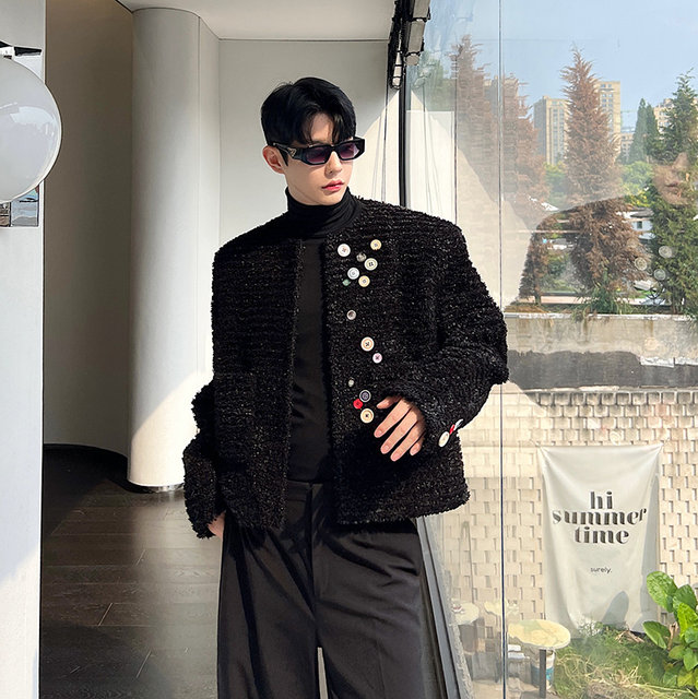 Autumn and winter niche light luxury high-end tweed jacket men's ...