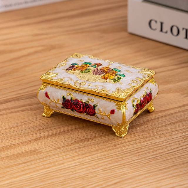 Creative European style light luxury castle jewelry box portable ...