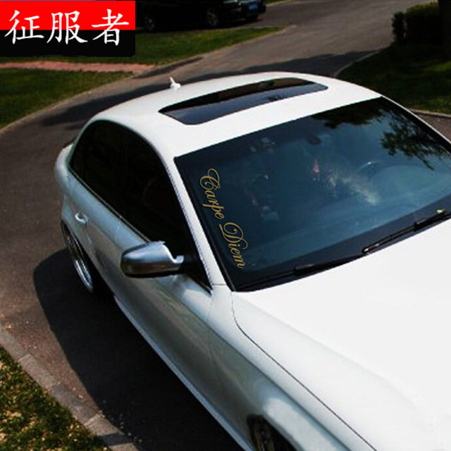 Carpe Diem Timely traveling Hellaflush car stickers front windshield ...