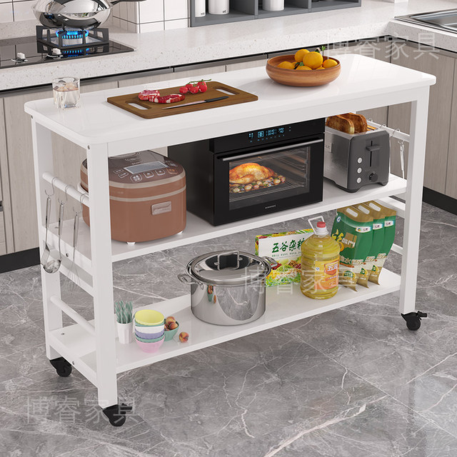 Kitchen cutting table household small long table with wheels multi ...
