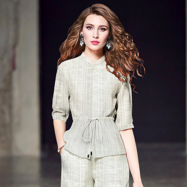 Clothing fabric memory wrinkle comfortable light luxury two-piece set ...