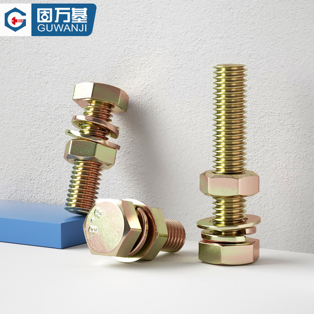 Color-plated zinc grade 8.8 external hexagonal screws and nuts, high ...