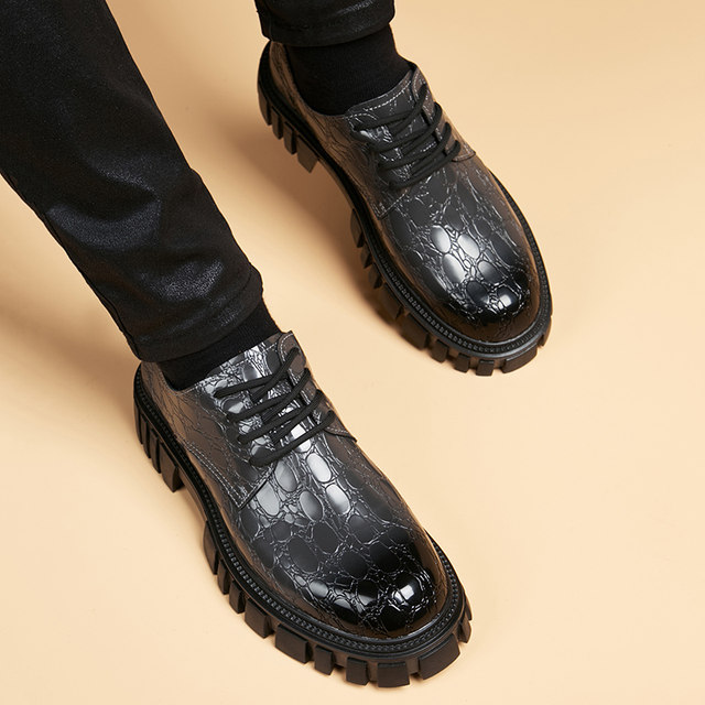Large scalp shoes men's thick bottom leather business format in British ...