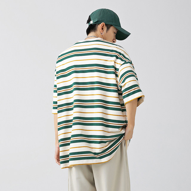 WASSUP American retro striped short-sleeved T-shirt men's summer 2025 ...