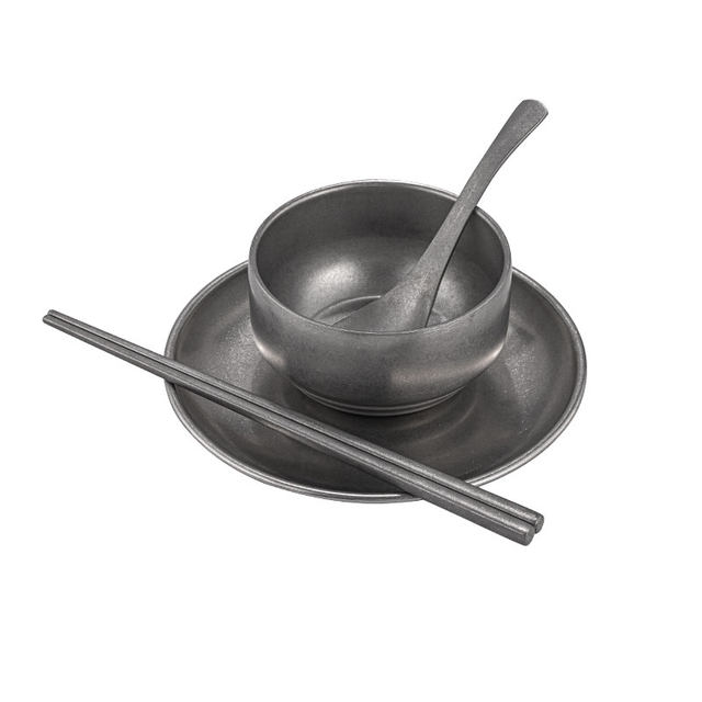 Retro -style stainless steel tableware set Korean made old rice dishes ...