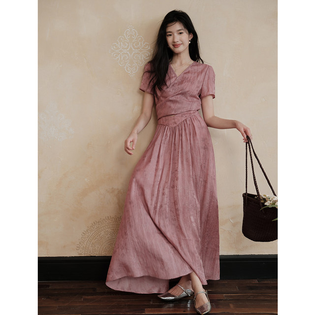 Eryang design plant dyed Chinese style new Chinese v-neck waist-closing ...