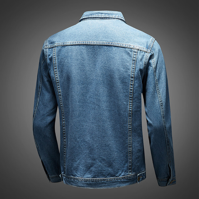 Light -colored denim jacket Men's autumn new Korean version of the ...