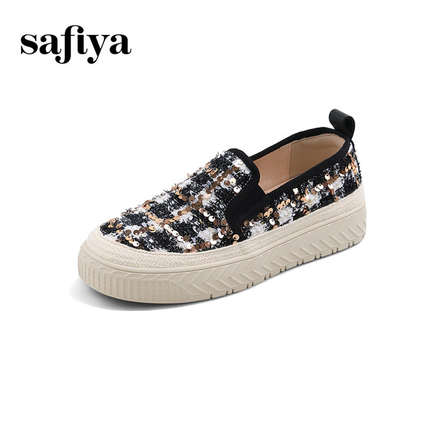 Safiya/Sofiya New Year's Little Flavor Casual Sequins Thick Sole Single ...