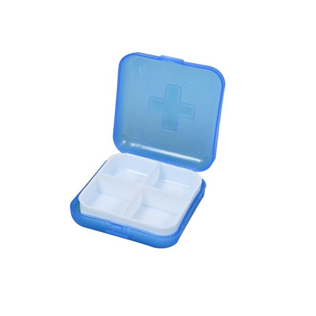 Portable cross four-grid mini square small medicine box portable ...
