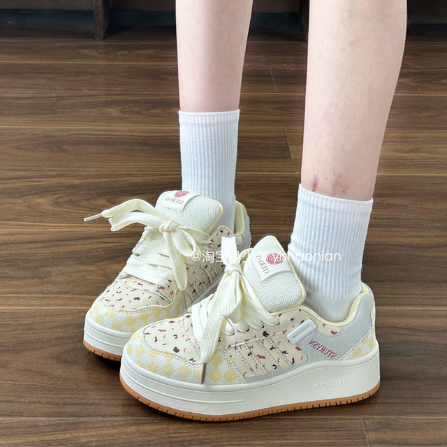 Easy boy thick-soled cranberry colored bread shoes for women ins trendy ...