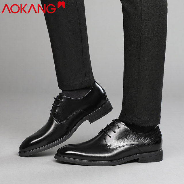 Aocon leather shoes men's spring genuine leather business formal wear ...
