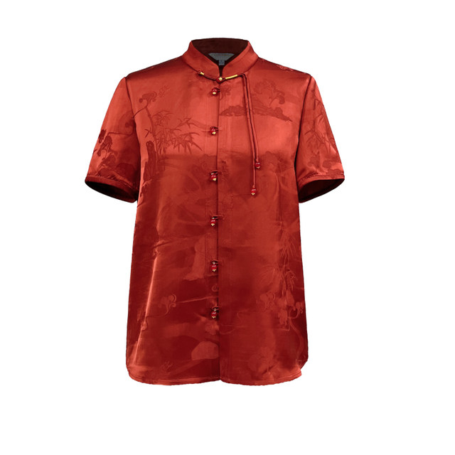 Hucheng Gu Niang's new summer women's clothing jacquard stand collar ...