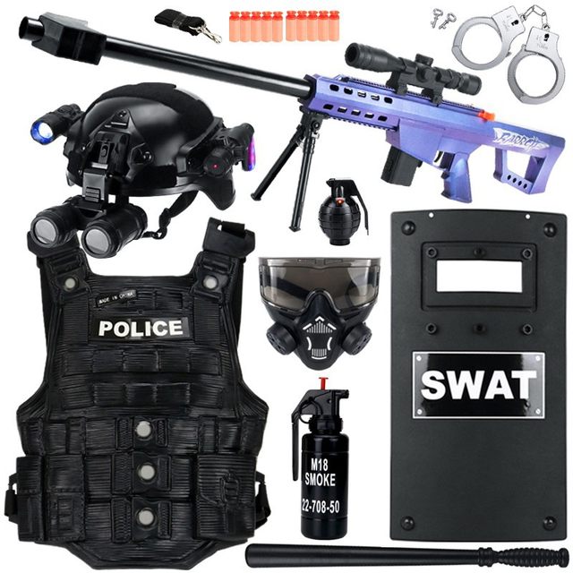 Children's tactical helmet toy gun vest shield combat equipment set ...