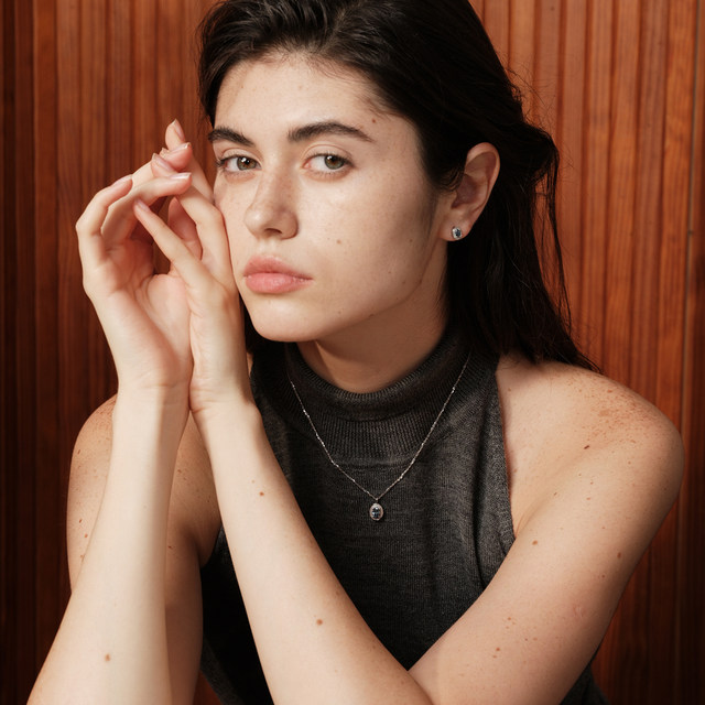 sanswood Senwu Light luxury Prussian blue mossanite earrings temperament high-end sterling ...