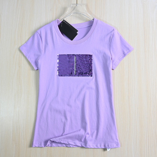 Siqi Women's Clothing 254/7 Cotton color-changing sequin letters round ...