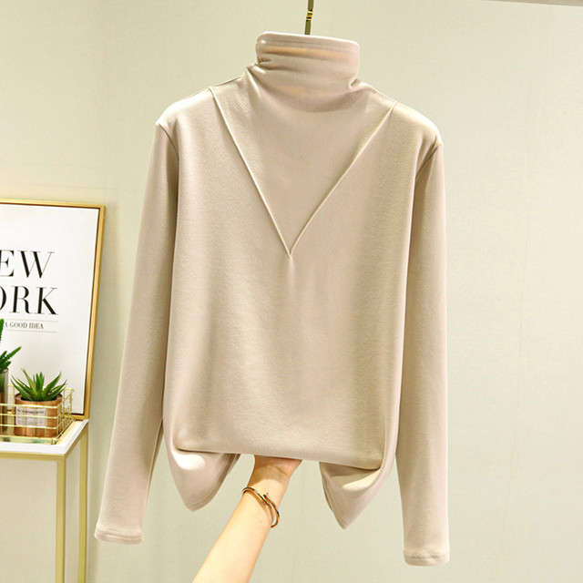 Double -sided virtue high -necked bottom shirt female autumn and winter ...