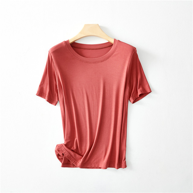 Korean version of Modal short -sleeved female summer thin pure color ...