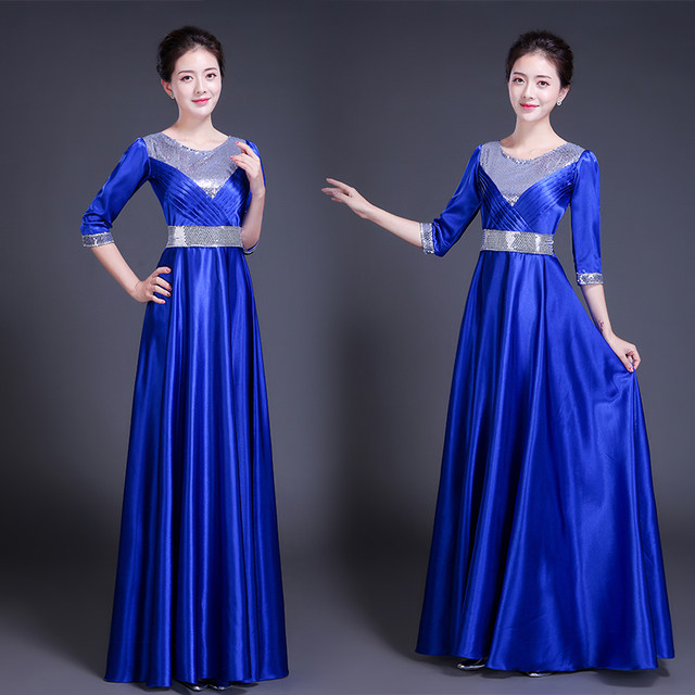 Women's Slim Choir Clothes Long Skirts Stage Chorus Costumes Singing ...