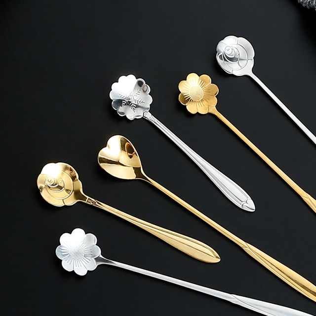 Internet celebrity cherry blossom spoon stainless steel petal love ...