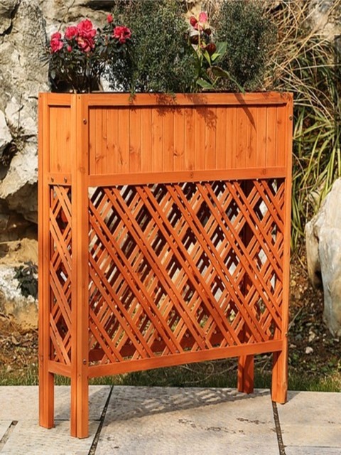 Outdoor partition flower stand pastoral flower box antiseptic wood ...