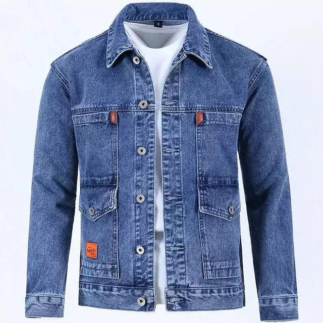 Spring and Autumn New Multi-Pocket Denim Jacket Men's Business High-end ...