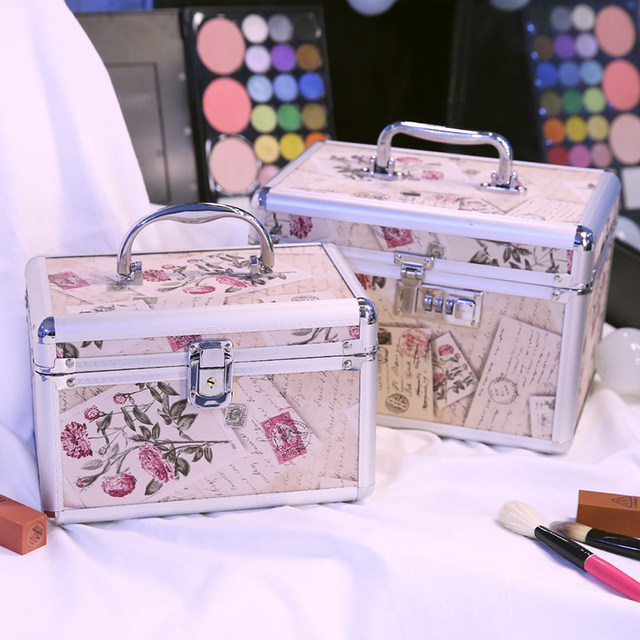 Aluminum alloy makeup box hand raised double -layer large -capacity ...