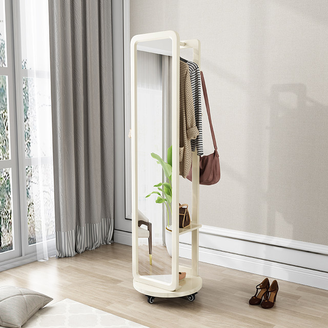 Solid wood dressing mirror, full-body floor-to-ceiling mirror, rotating ...