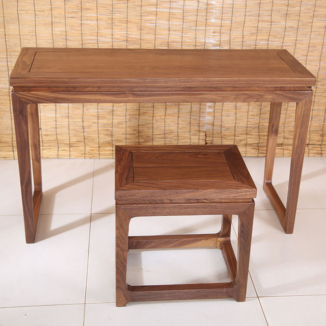 Black walnut guqin table and stools, resonant piano table, solid wood ...
