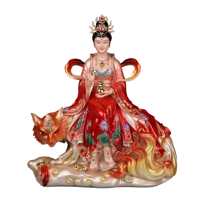 Liao Fanju rides the nine-tailed fox goddess statue resin home nine ...