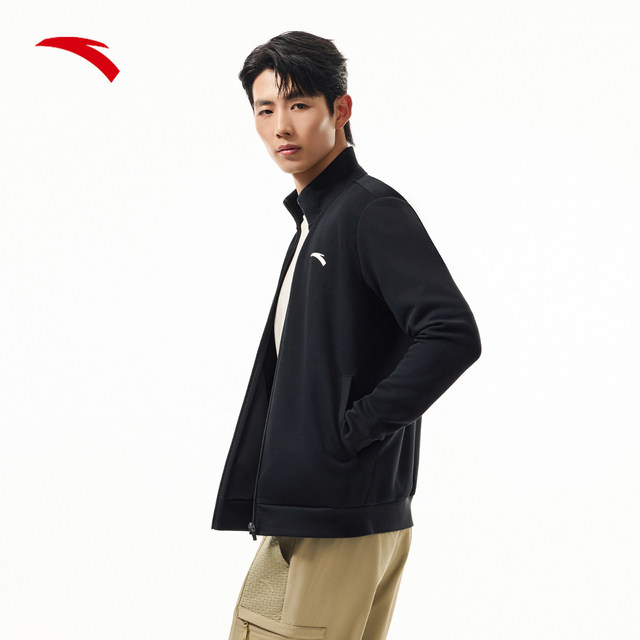 Anta Sports Jacket Men's 2025 New Knitted Cardigan Stand Collar Casual ...