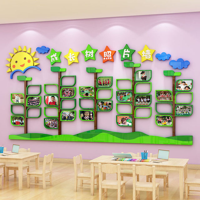 Kindergarten wall decoration student style display photo theme wall ...