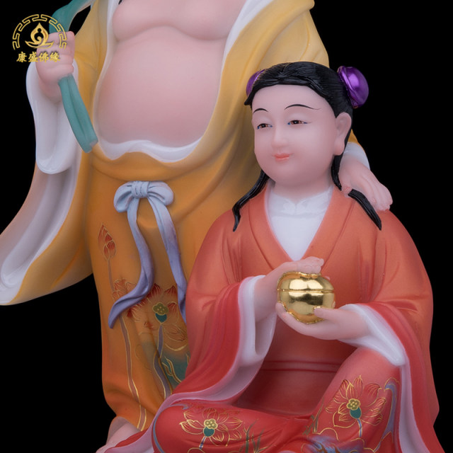 White marble new style of Hehe Two Saint Buddha statues for home living ...