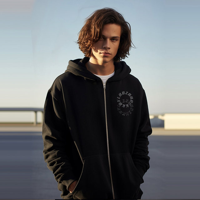 2025 new black plus size plus size men's hooded fat man jacket zipper ...