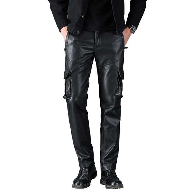Leather pants men's new style suede waterproof windproof plus velvet ...