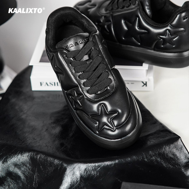 Kaalixto Yun Duo Shoes Black Porn Couple Low Gangs Big Star Shoes Womanical Autumn and Winter ...