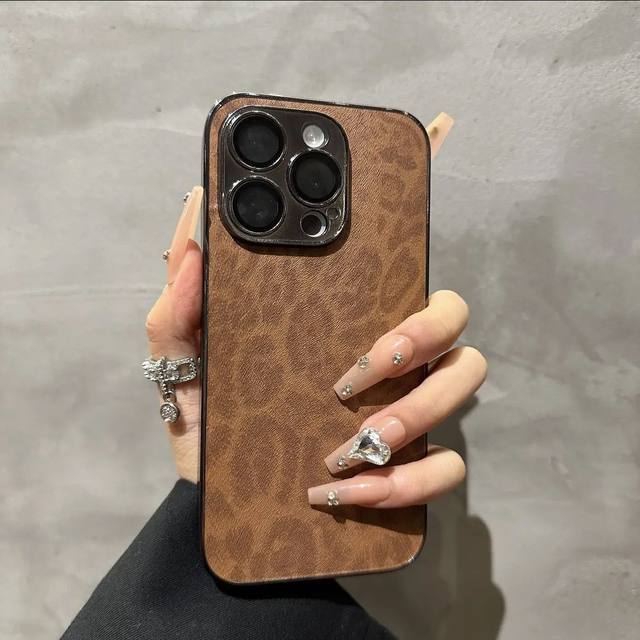 Niche leopard print all-inclusive lens film Apple 16 mobile phone case ...